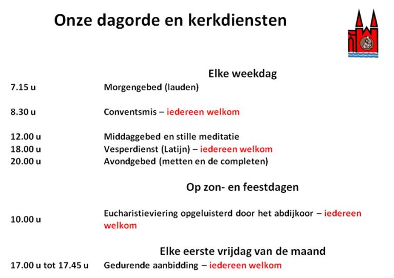 Dagorde en kerkdiensten - Abdij Dendermonde